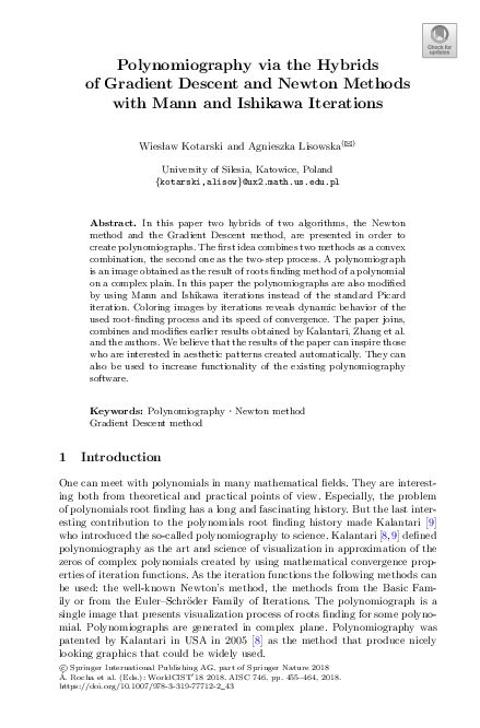 Pdf Polynomiography Via The Hybrids Of Gradient Descent And Newton Methods With Mann And