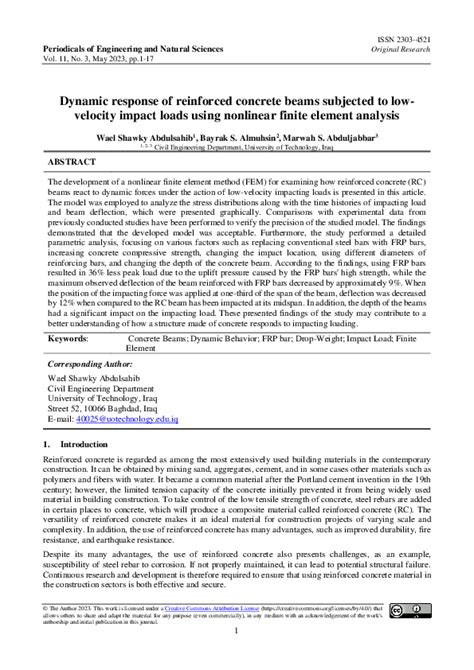 Pdf Dynamic Response Of Reinforced Concrete Beams Subjected To Low