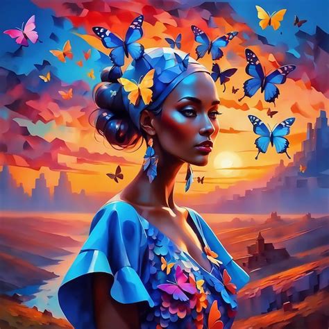 Premium Photo Ai Women Waring The Beautiful Dress And Some Butterfly