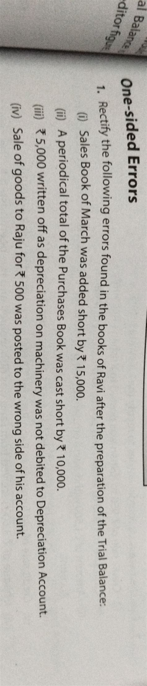 one sided errors rectify the following errors found in the books of ravi