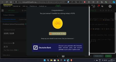 solved geek streak challenge with deutsche bank shaksham arora posted