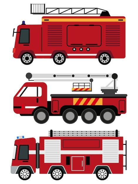 Premium Vector Fire Truck Vector Flat Design Side View