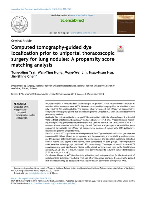 Pdf Computed Tomography Guided Dye Localization Prior To Uniportal