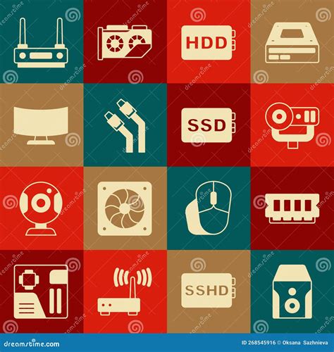 Set Uninterruptible Power Supply Ram Random Access Memory Web Camera Hard Disk Drive Hdd