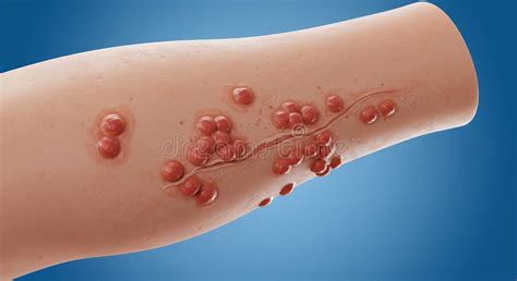 Detailed Medical Illustration Of Herpes Zoster Shingles Rash On Human Arm Stock Illustration