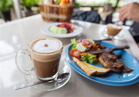 Coffee And Steaks On The Table Stock Image Image Of Meal Coffee