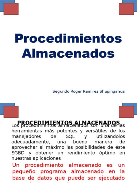 Procedimientos Almacenados Pdf Bases De Datos Sql