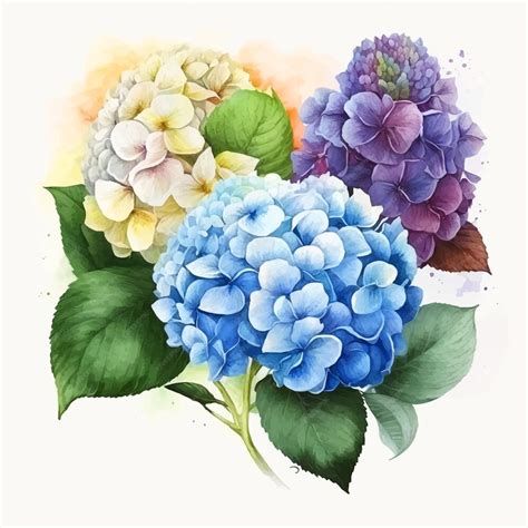Premium Vector Hydrangea Flower Watercolor Paint Collection