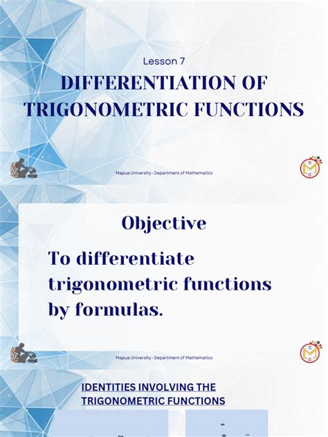 Lesson 7 Differentiation Of Trigonometric Functions Pdf Trigonometric Functions