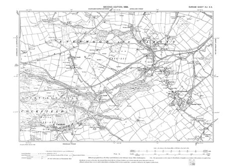 Old Os Map Dated 1898 Showing Evenwood Cockfield And Ramshaw In Durh