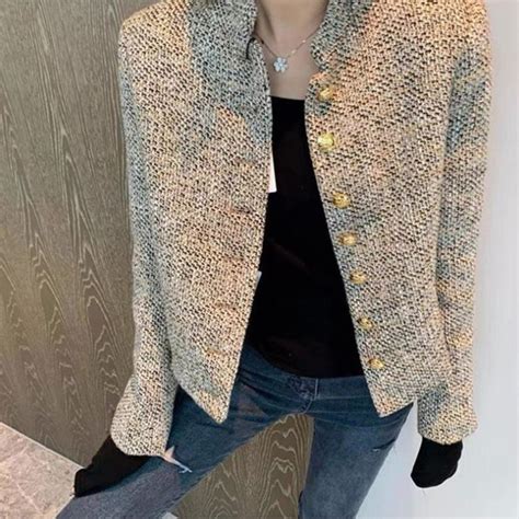 오늘 하루만 만육천원할인 46090 29990원 골든 버튼 노카라 트위드자켓