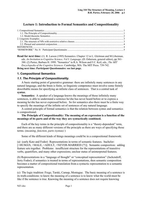 Pdf Lecture 1 Introduction To Formal Semantics And Peopleumass