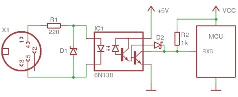 Microcontroller Minimize Current Consulption For Midi Input Circuit Electrical Engineering