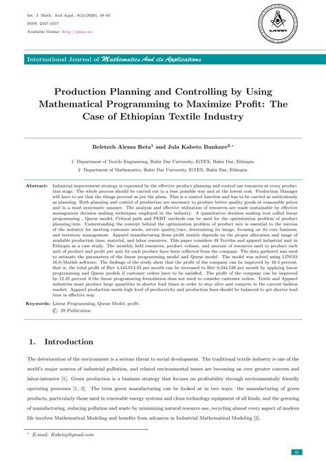 Pdf Production Planning And Controlling By Using Mathematical