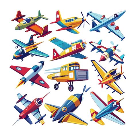 Plane Cartoon Set Premium AI Generated Vector