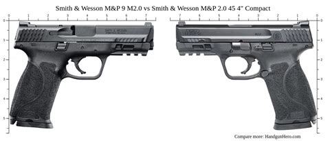 Smith And Wesson Mandp 9 M20 Vs Smith And Wesson Mandp 20 45 4 Compact Size Comparison Handgun Hero