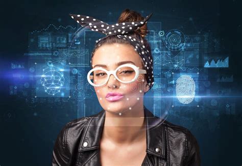 Face And Fingerprint Detection Concept Stock Image Image Of Futuristic Computer
