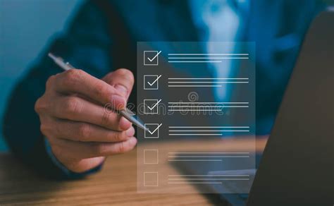 Checklist Concept Businessman Mark Checkboxes Survey Form Check