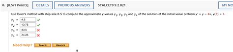 solved use euler s method with step size 0 5 to compute the