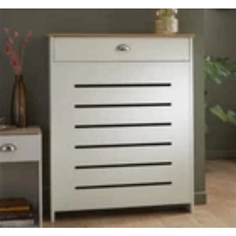 Radiator Cover Cabinet Modern Drawer Storage Mdf Horizontal Cream Grey