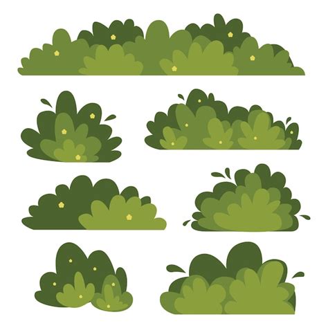 Premium Vector Grass And Tree Set Vector Illustration