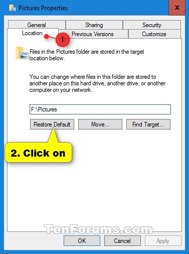 Restore Default Location Of Personal Folders In Windows 10 Tutorials