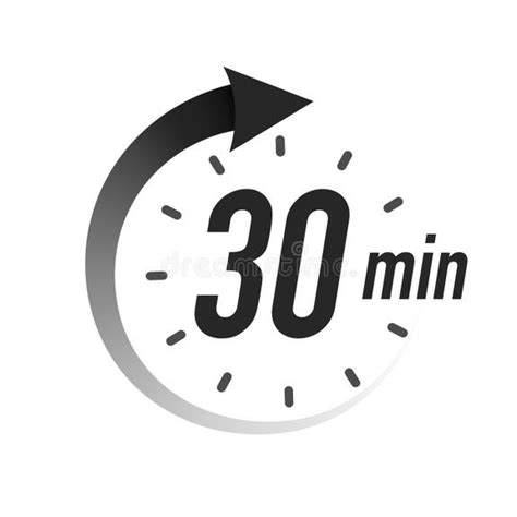 30 Timer Minutes Symbol Black Style Stock Vector Illustration Of