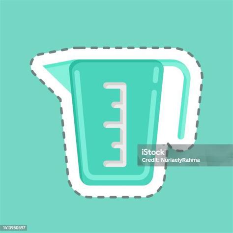 스티커 라인 컷 측정 컵 교육 기호에 적합합니다 편집 가능한 간단한 디자인 디자인 템플릿 벡터 간단한 그림 0명에 대한 스톡