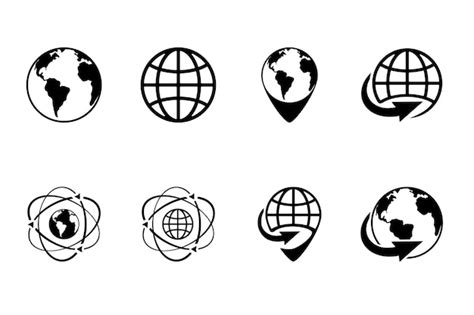 글로벌 아이콘 설정 프리미엄 벡터