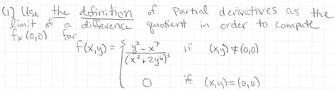 Solved 1 Use The Definition Of Partial Derivatives As The