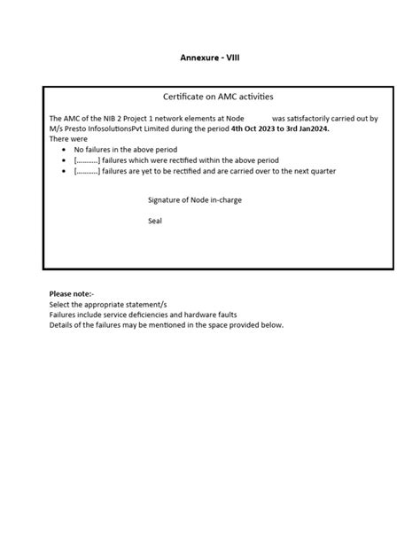 Amc Certificate Format 4th Oct 2023 To 3rd Jan 2024 Pdf