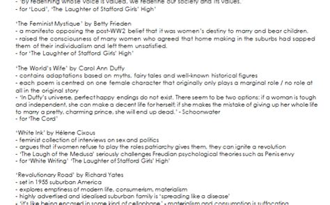 AQA A Level English Literature A A For Feminine Gospels Teaching Resources