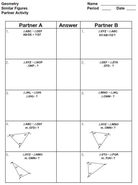 Similar Figures Interactive Notebook Foldable Notes And Partner Activity