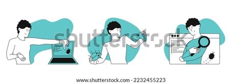 Man Found Bug Code Vector Concept Stock Vector Royalty Free