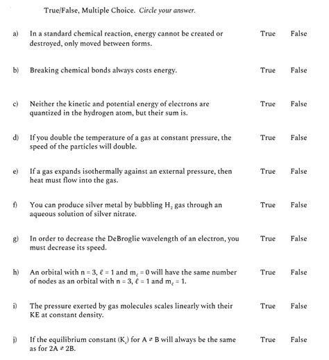 solved true false multiple choice circle your answer in a standard