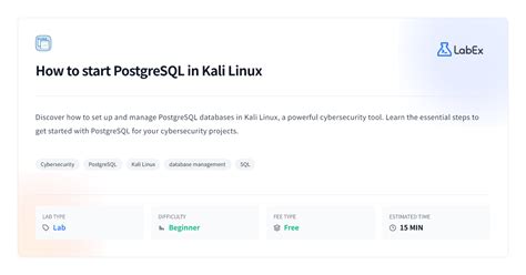 how to start postgresql in kali linux labex