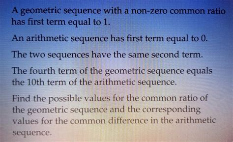 A Geometric Sequence With A Non Zero Common Ratio Has First Term Equal