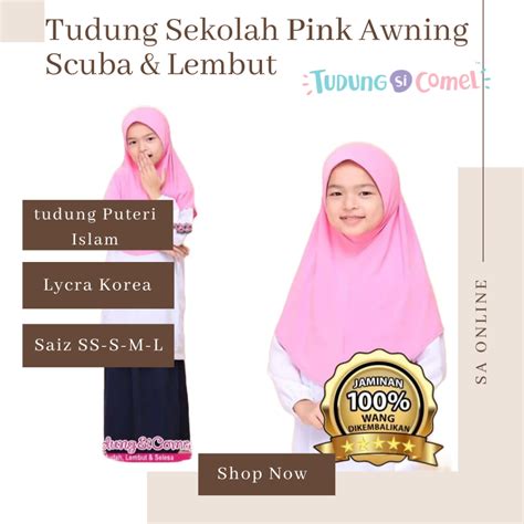 Tudung Sekolah Awning Scuba Awning Lembut Pink Tudung Sarung Sekolah Puteri Islam Tudung Si