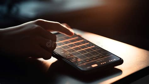 one person holding mobile phone typing text messages indoors generated