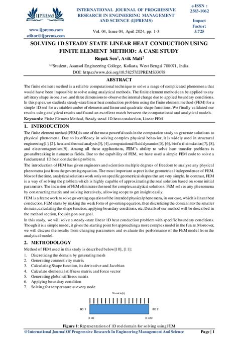 Pdf Solving 1d Steady State Linear Heat Conduction Using Finite