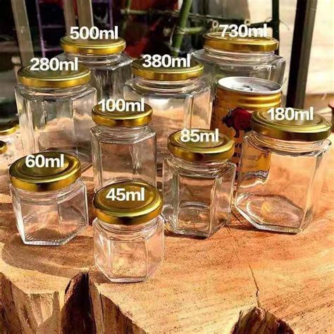 Wholesale Customized Hexagonal Glass Jars For Condiments Jam In Bulk
