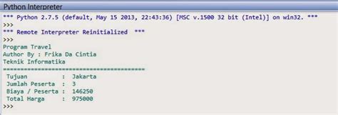 Coretan Mahasiswi Teknik Informatika CODING PYTHON Menghitung Biaya