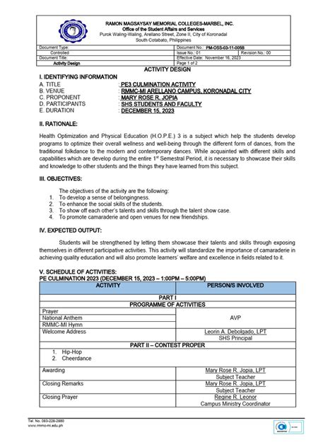 005b Activity Design Pdf Behavior Modification