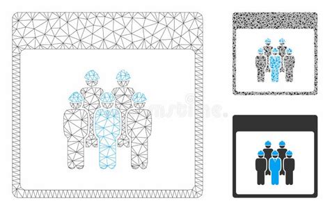 Staff Calendar Page Vector Mesh Network Model And Triangle Mosaic Icon Stock Vector