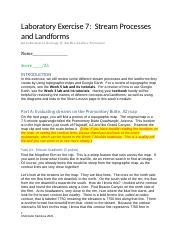 Exploring Stream Processes Landforms Geology Lab Exercise Course Hero