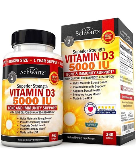 Bioschwartz Vitamin D3 5000 Iu 125 Mcg Natural Immune Support