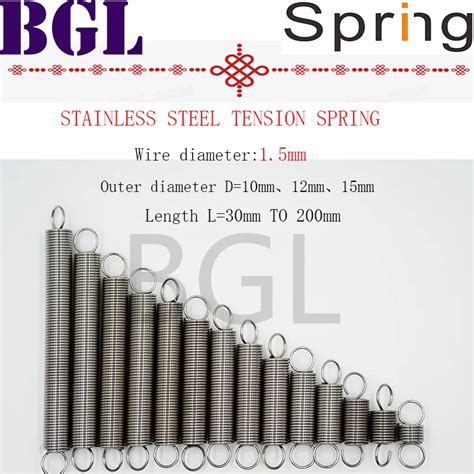 2pcs Lot 1 5mm Stainless Steel Tension Spring With O Hook Extension Spring Free Lengh 30 