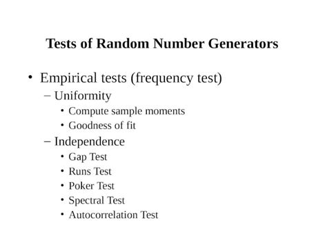 ppt tests of random number generators empirical tests frequency test