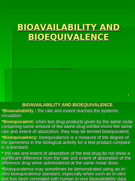 Bioavailability And Bioequivalance Pdf Bioavailability