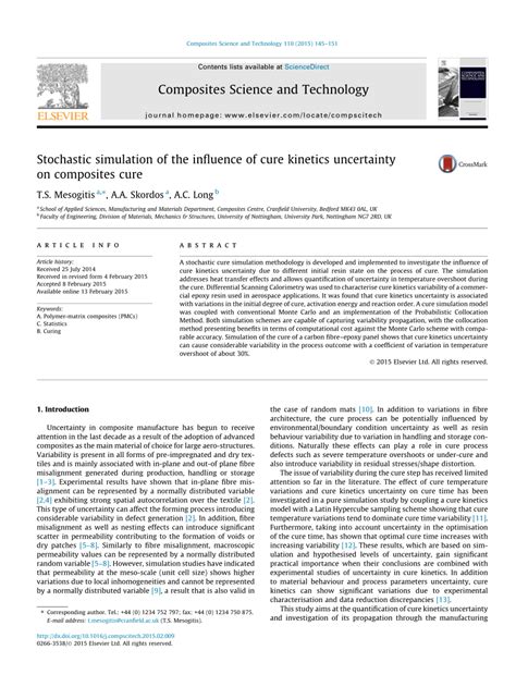 PDF Stochastic Simulation Of The Influence Of Cure Kinetics Uncertainty On Composites Cure